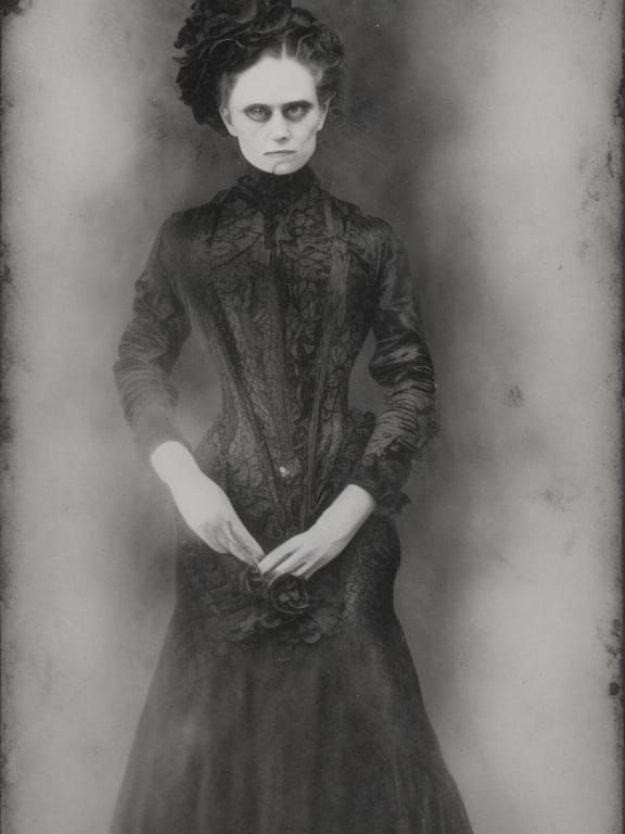 Macabre Victorian lady posing for a picture - AI Generated Artwork ...