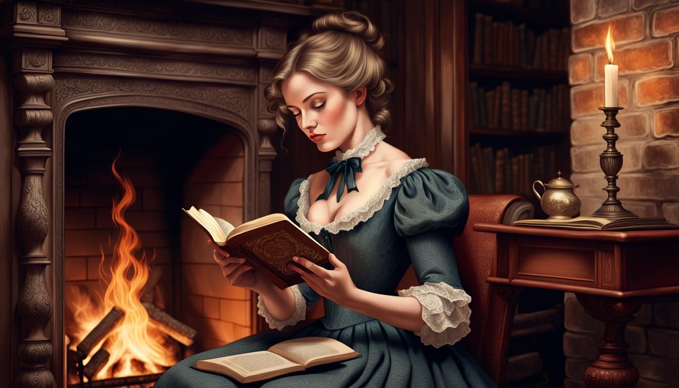 Reading her favorite book... - AI Generated Artwork - NightCafe Creator