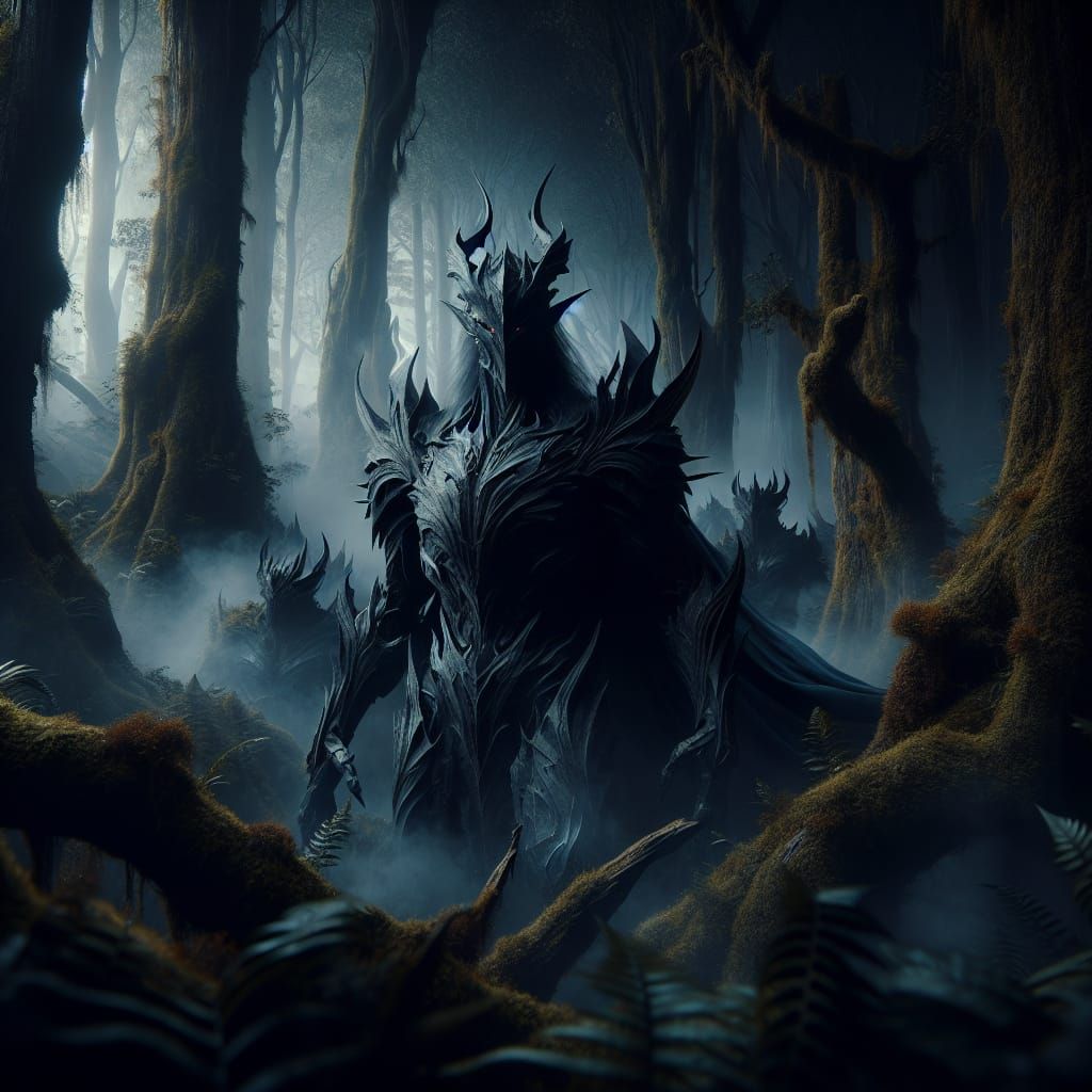 Brooding Forest Warrior in Dark Fantasy Hyperrealism This dark fantasy ...