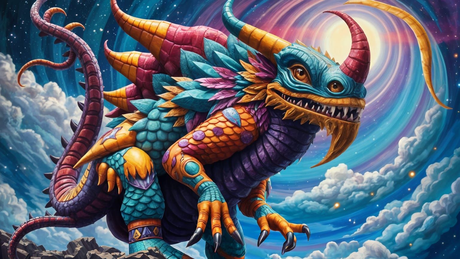 Patchwork Monster - Vibrant Cosmic Creature Assembled from ...