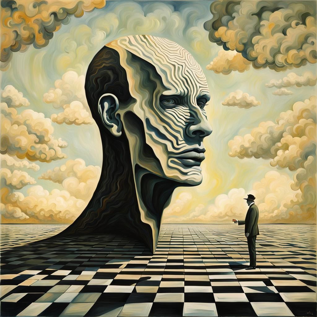 A surreal rule-of-thirds giclee of a vague human form - AI Generated ...