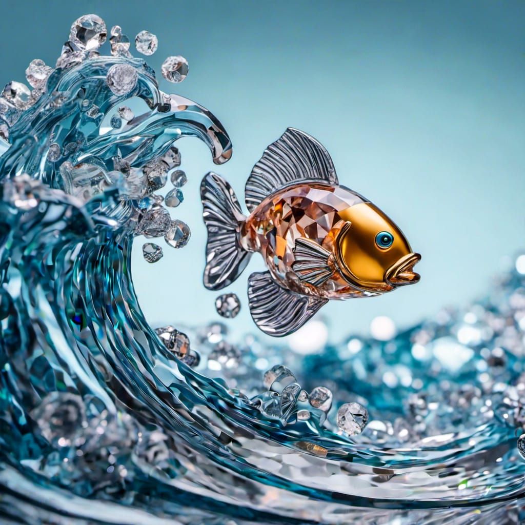 a close up of a fish on a wave, vector art, by Oliver Sin, pop ...