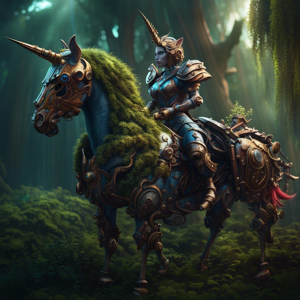 Armored Steampunk unicorn - AI Generated Artwork - NightCafe Creator