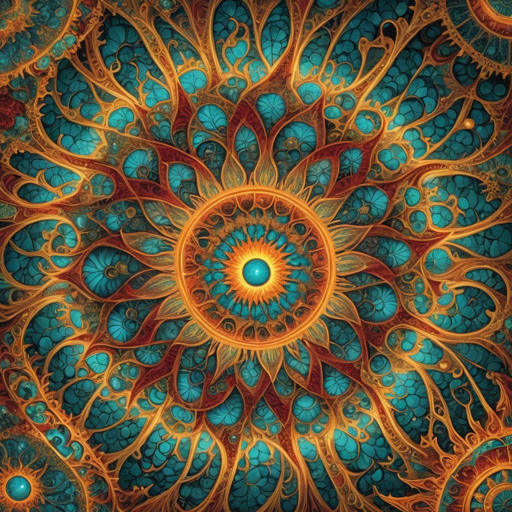 A sun with intricate, fractal-like patterns - AI Generated Artwork ...