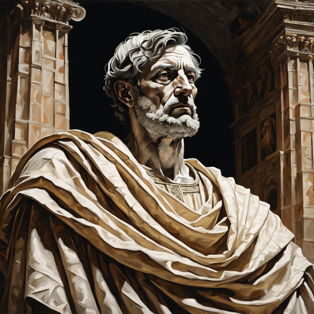 Ave Caesar - Roman Emperor Waves to Adoring Crowd from Colos...