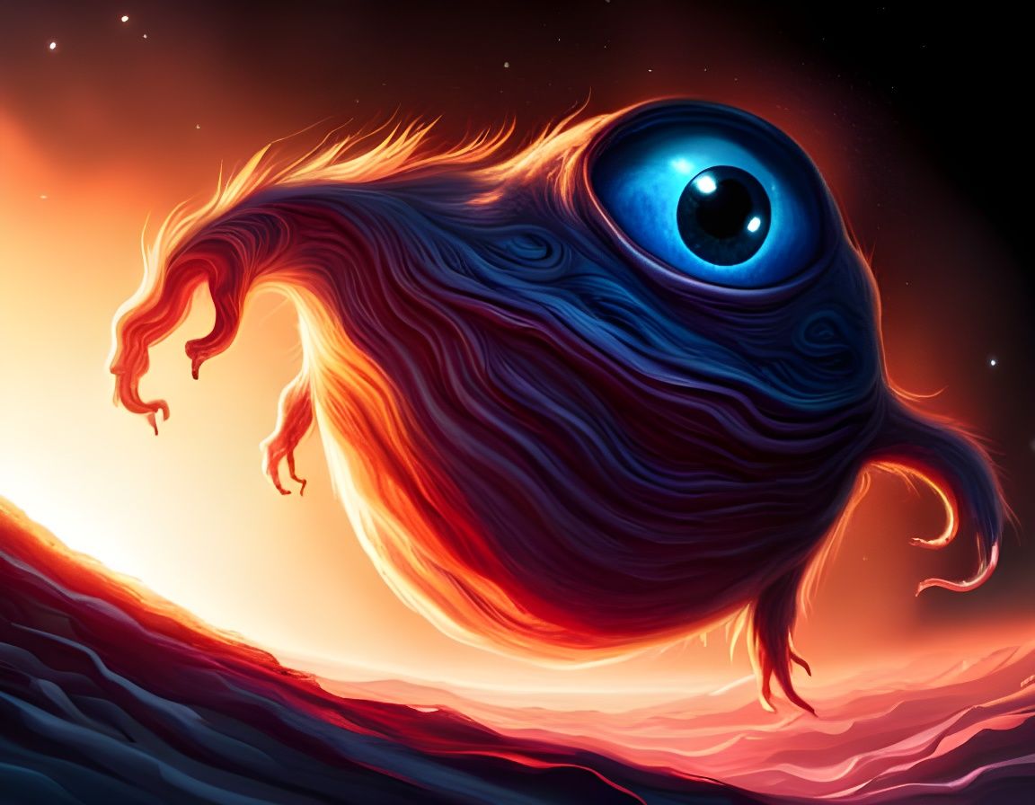 A Goopy Blob Monster with Big Veiny Eyes, space art, expansive ...