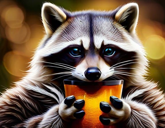 Raccoon holding a beer - AI Generated Artwork - NightCafe Creator