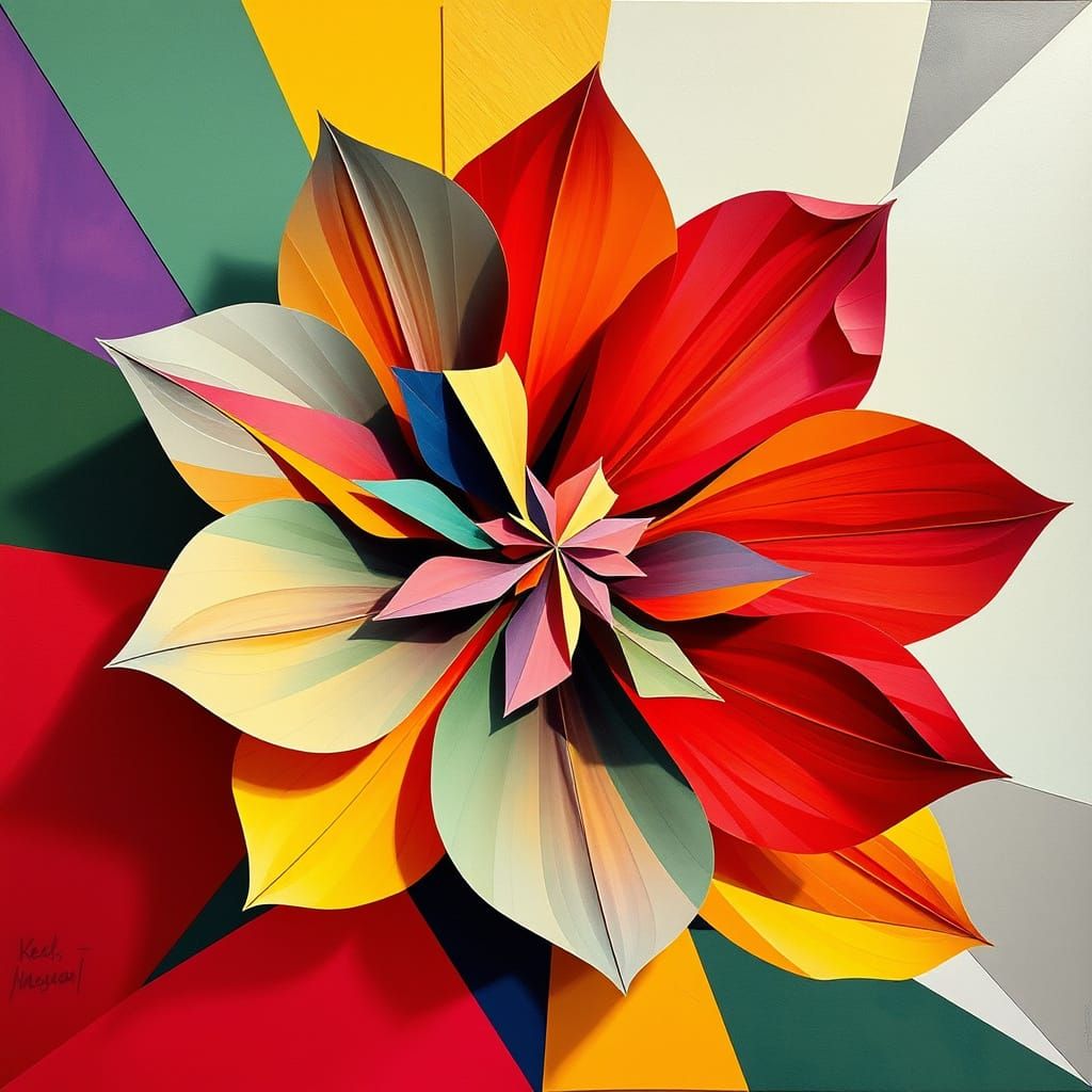 shape of flower - Abstract Cubist Flower Fragmentation