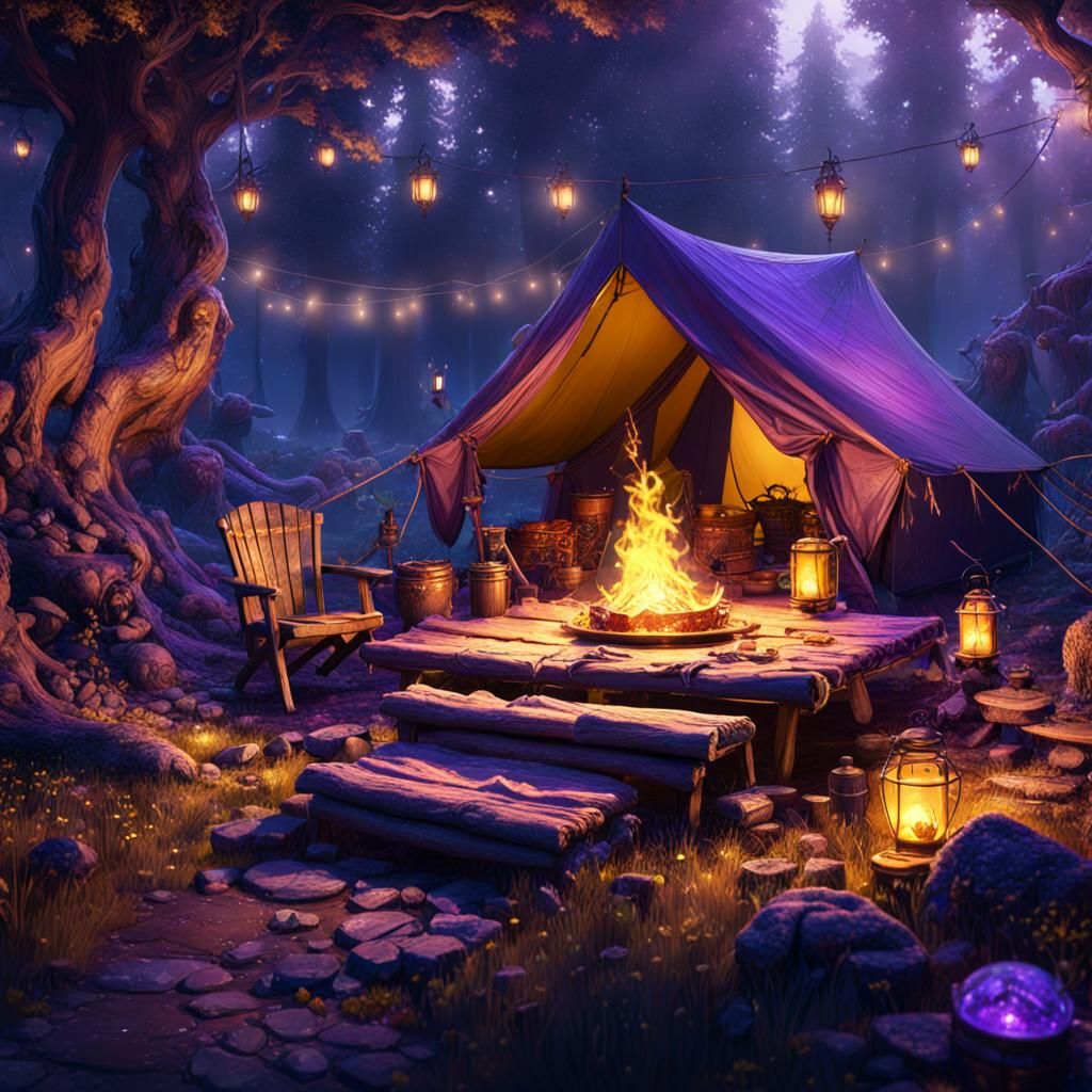 Fantasy camping - AI Generated Artwork - NightCafe Creator