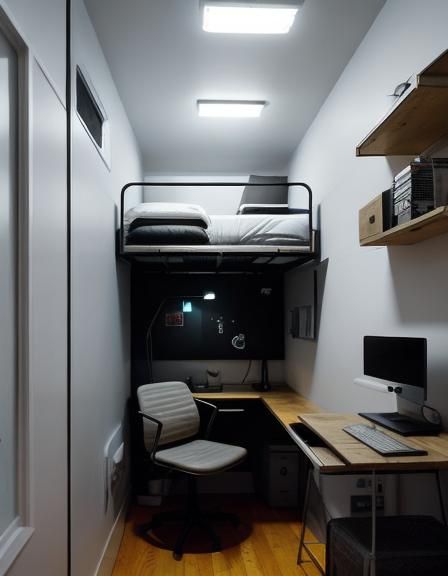 a beautiful super tiny and super densely micro loft apartment interior ...