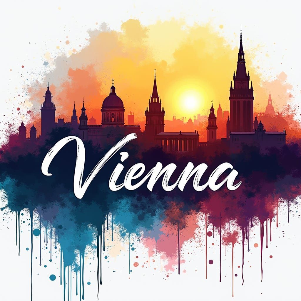 Vibrant Sunset Cityscape with Dripping Buildings a... - AI Art