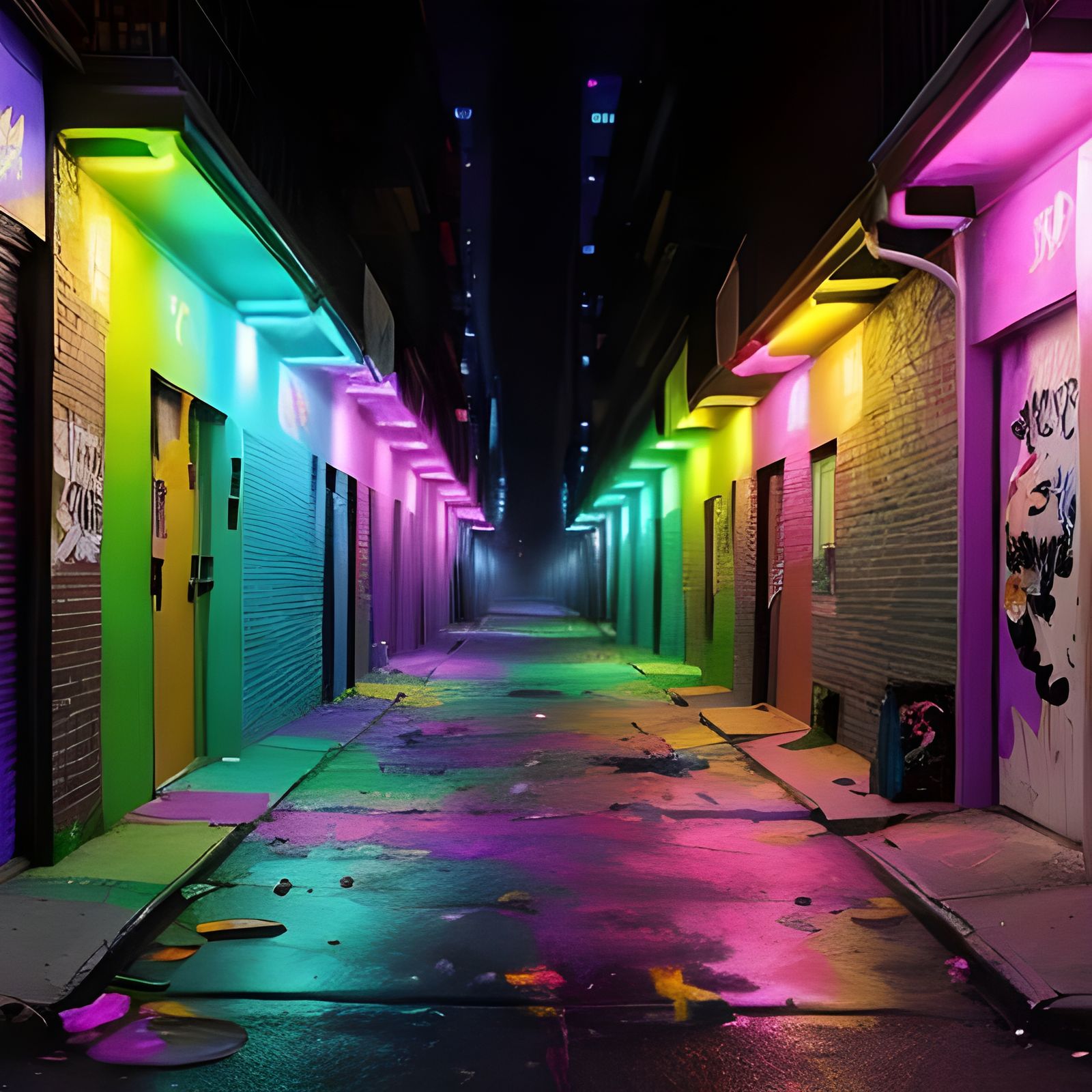 Lonely Alleyway - AI Generated Artwork - NightCafe Creator