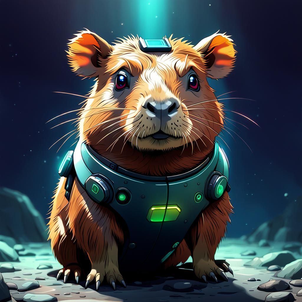 cyborg capybara seal hybrid organism, adorable cute Masterpiece, Best ...