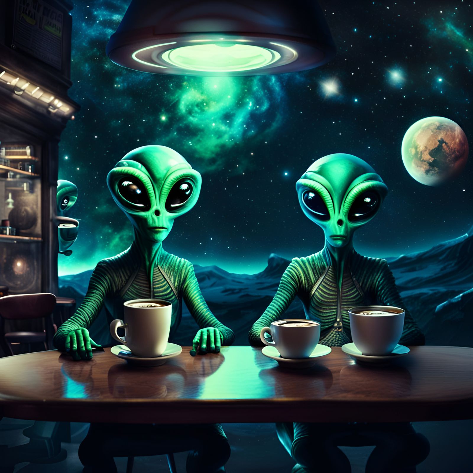 Alien Coffee Shop - AI Generated Artwork - NightCafe Creator