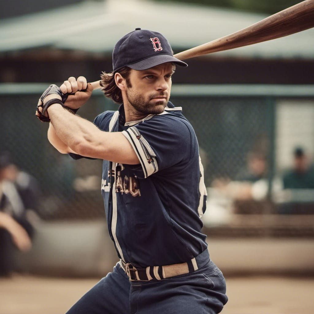 Sebastian Stan as Baseball player for various teams, action portrait of ...