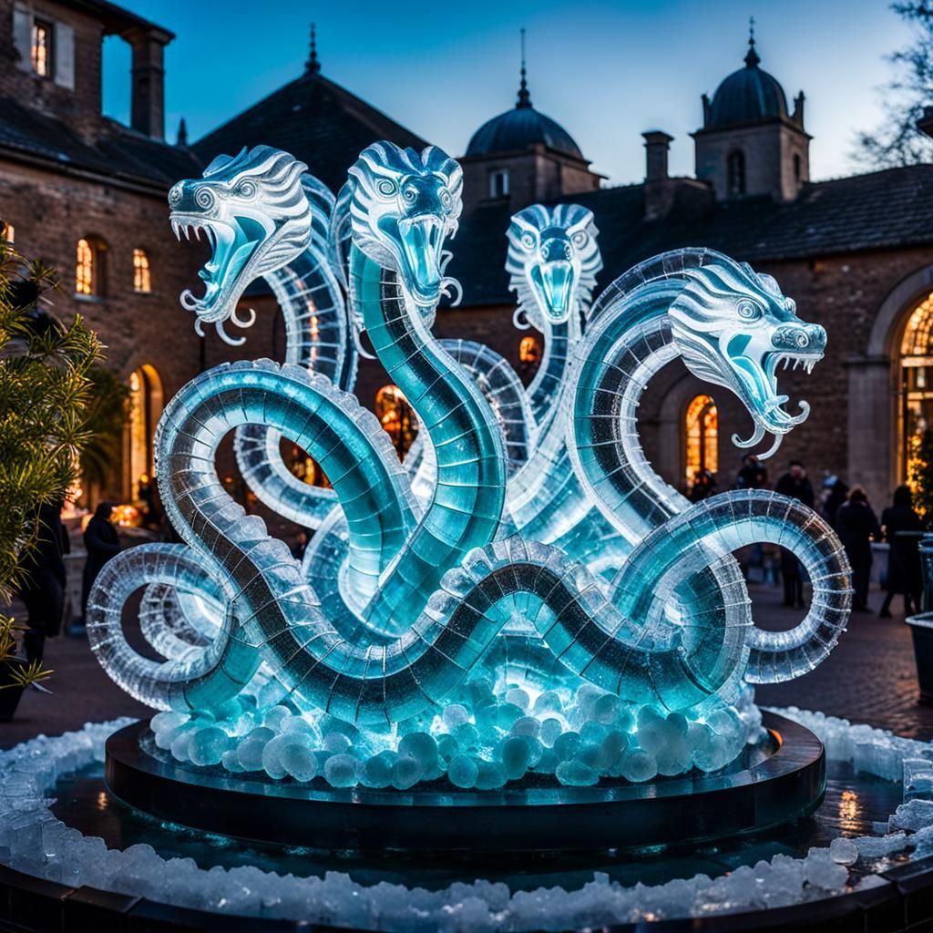 Luminous Hydra Ice Sculpture - AI Generated Artwork - NightCafe Creator