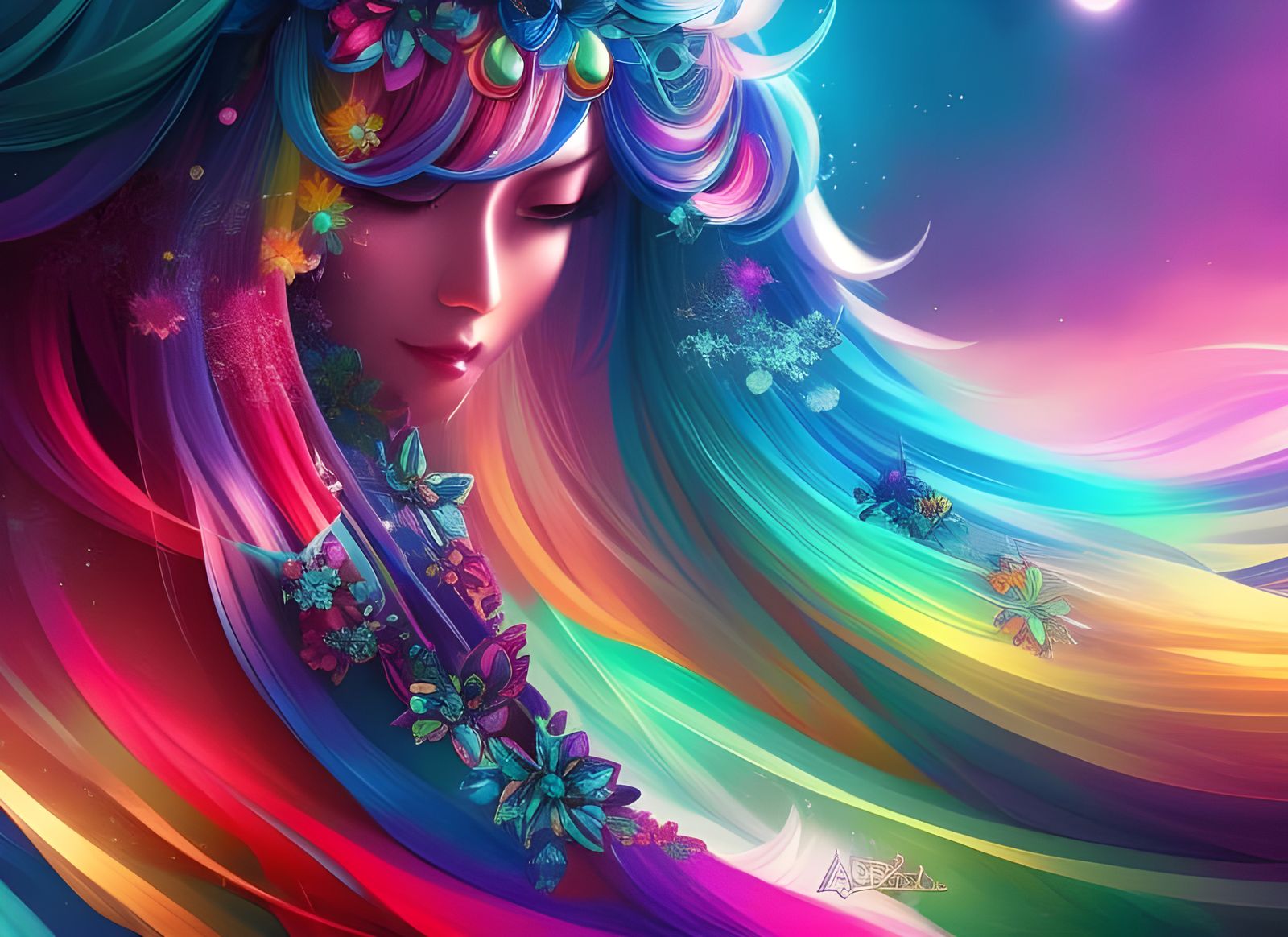 Rainbow Goddess - AI Generated Artwork - NightCafe Creator