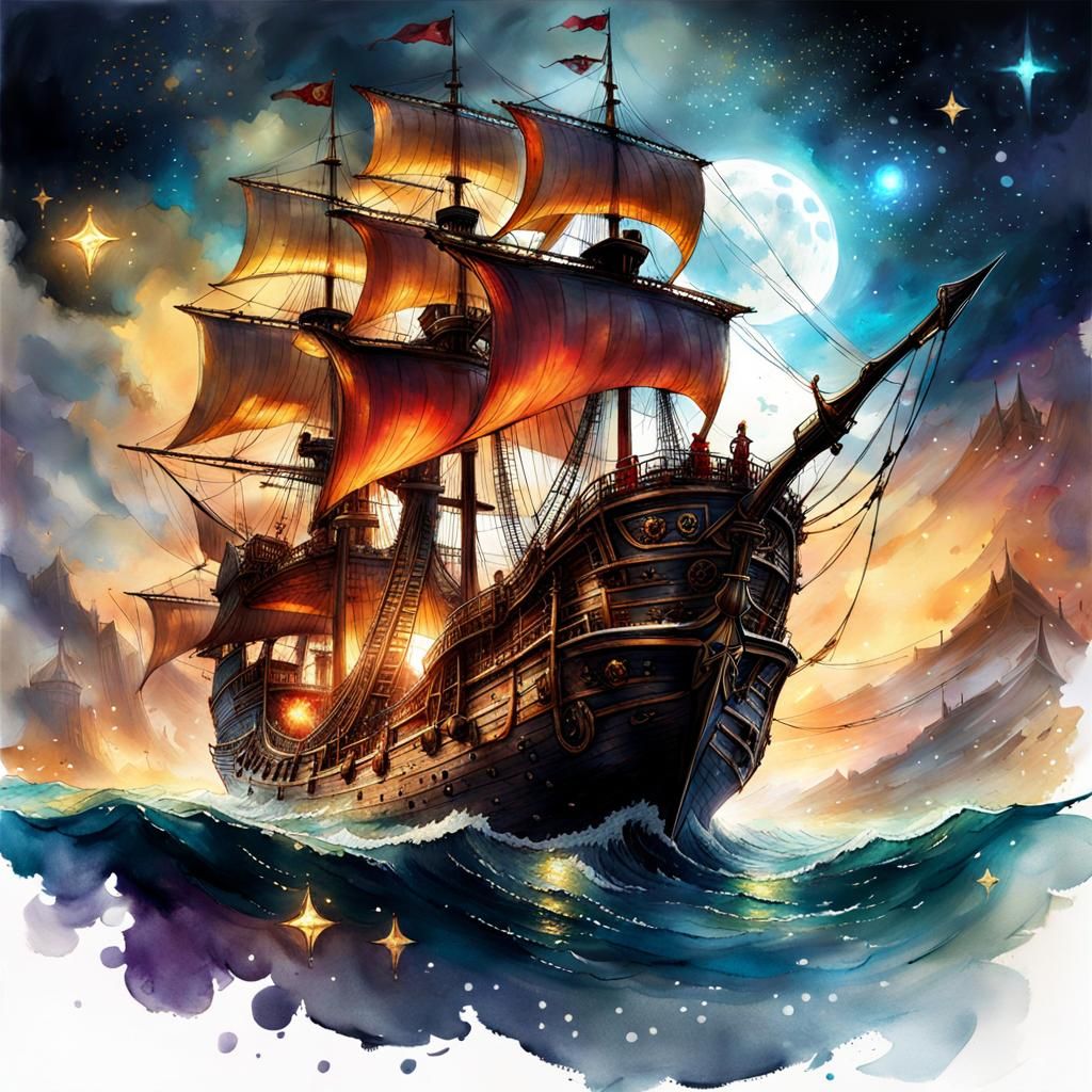 Starlight ship - AI Generated Artwork - NightCafe Creator