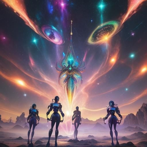 Light beings arrive - AI Generated Artwork - NightCafe Creator