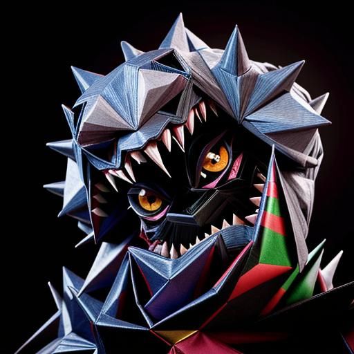 Creepy monster with HUGE teeth and eyes. Origami paper folds papercraft ...