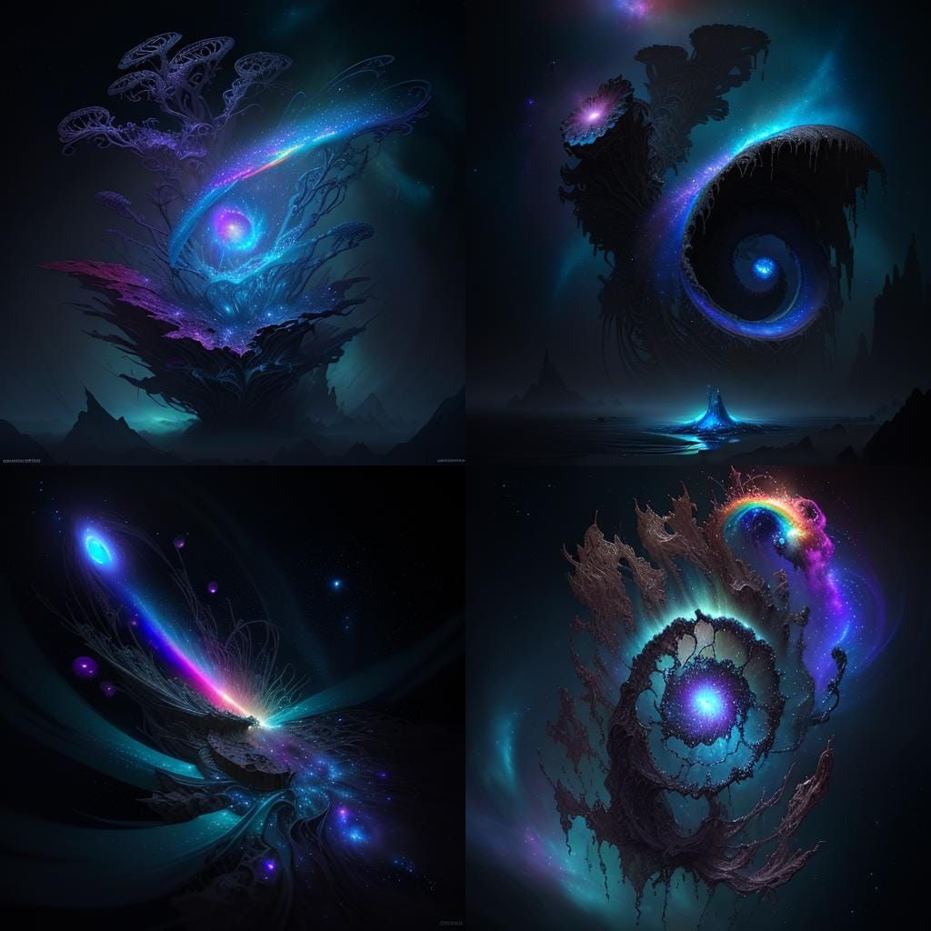 Cosmic scene collapsing star igniting, blue liquid fire blast waves ...