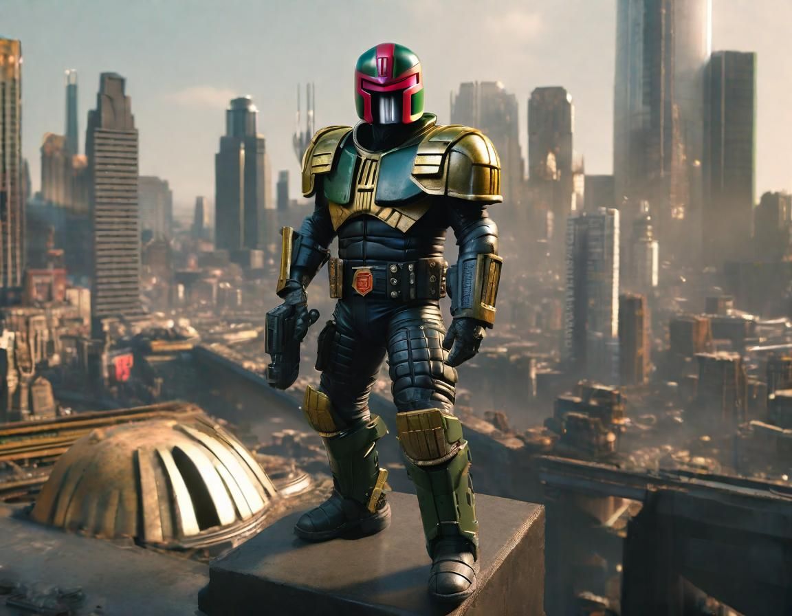 Judge dredd, being Badarse!! - AI Generated Artwork - NightCafe Creator