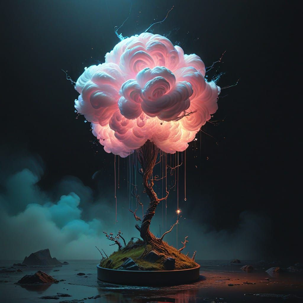 Whimsical Cotton Candy Sculpture Radiates Ethereal... - AI Art