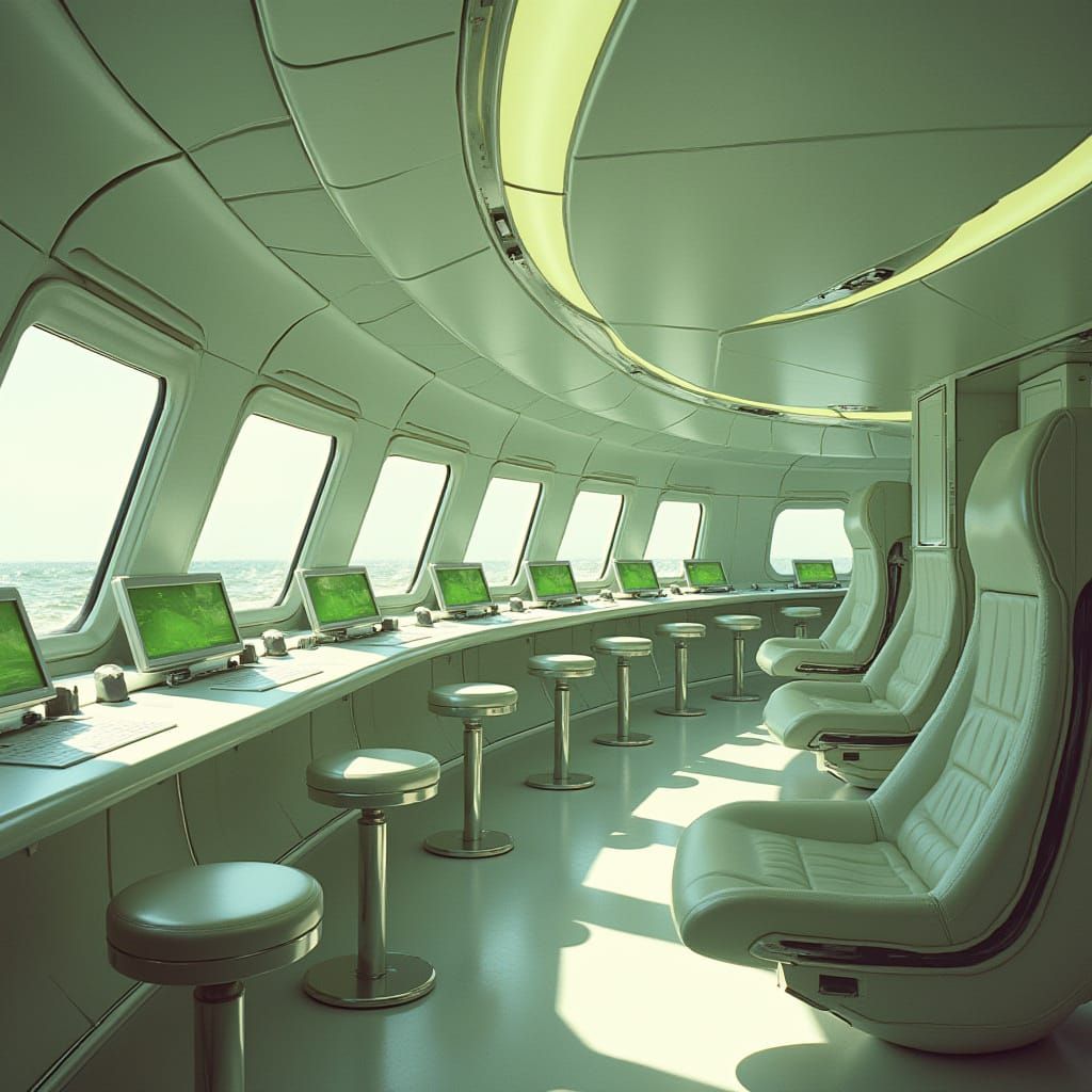 Retrofuturistic Spaceship Interior in Syd Mead Sty... - AI Art