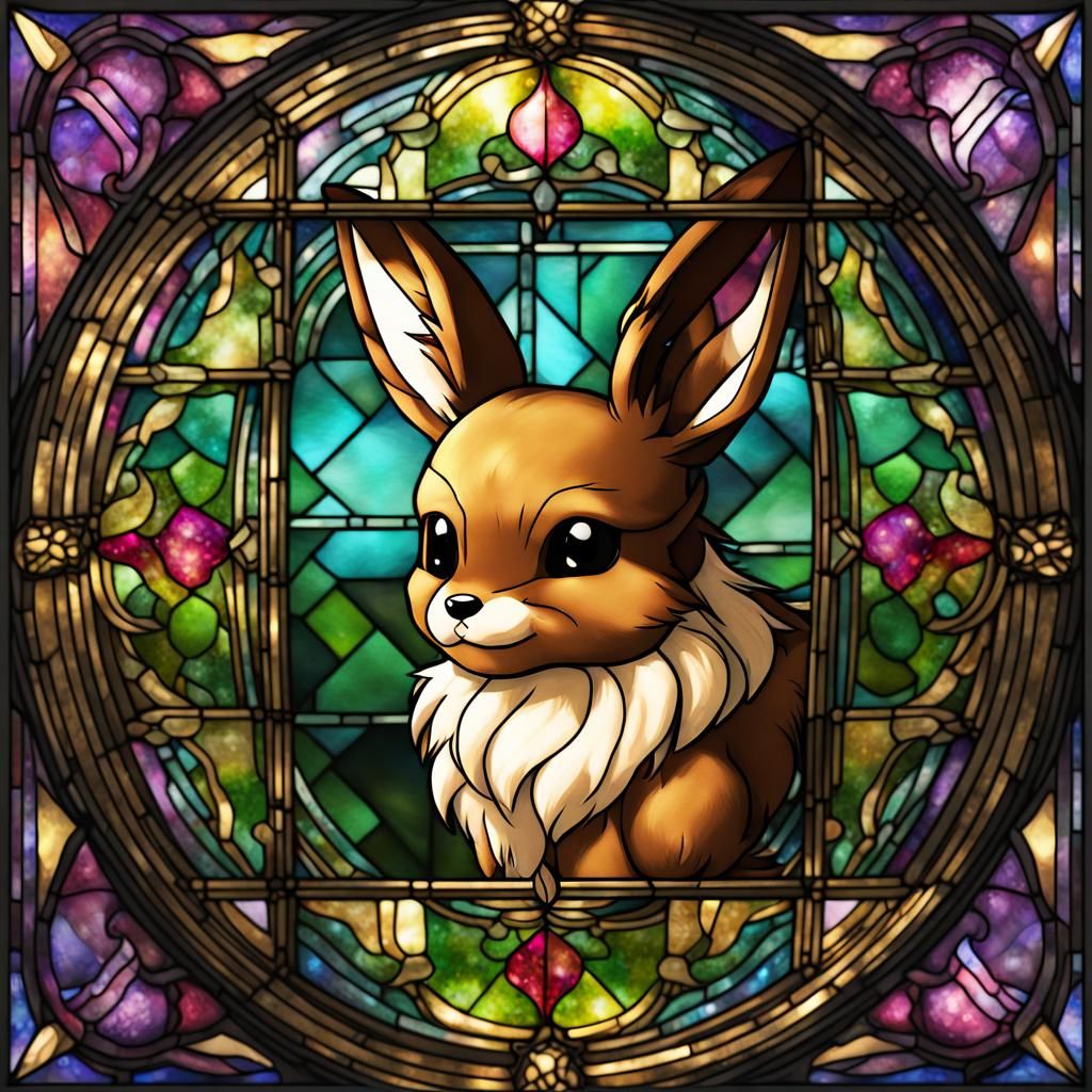Eevee stained glass window - AI Generated Artwork - NightCafe Creator