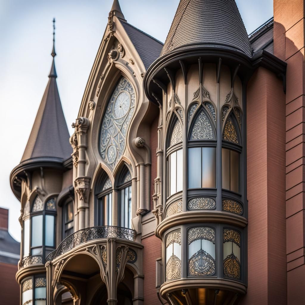Hybrid Art Nouveau + Gothic Revival Architecture #2 - AI Generated Artwork - NightCafe Creator