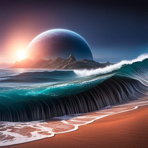 Sunset on Neptune Approximately 4000AD - AI Generated Artwork ...