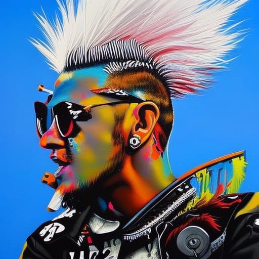 punk rocker with a mohawk - AI Generated Artwork - NightCafe Creator