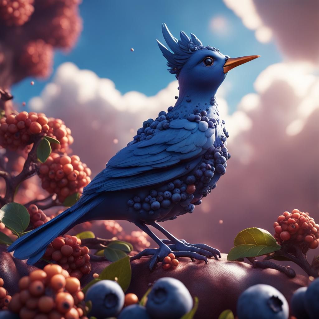 Blueberry bird cloud sunshine - AI Generated Artwork - NightCafe Creator