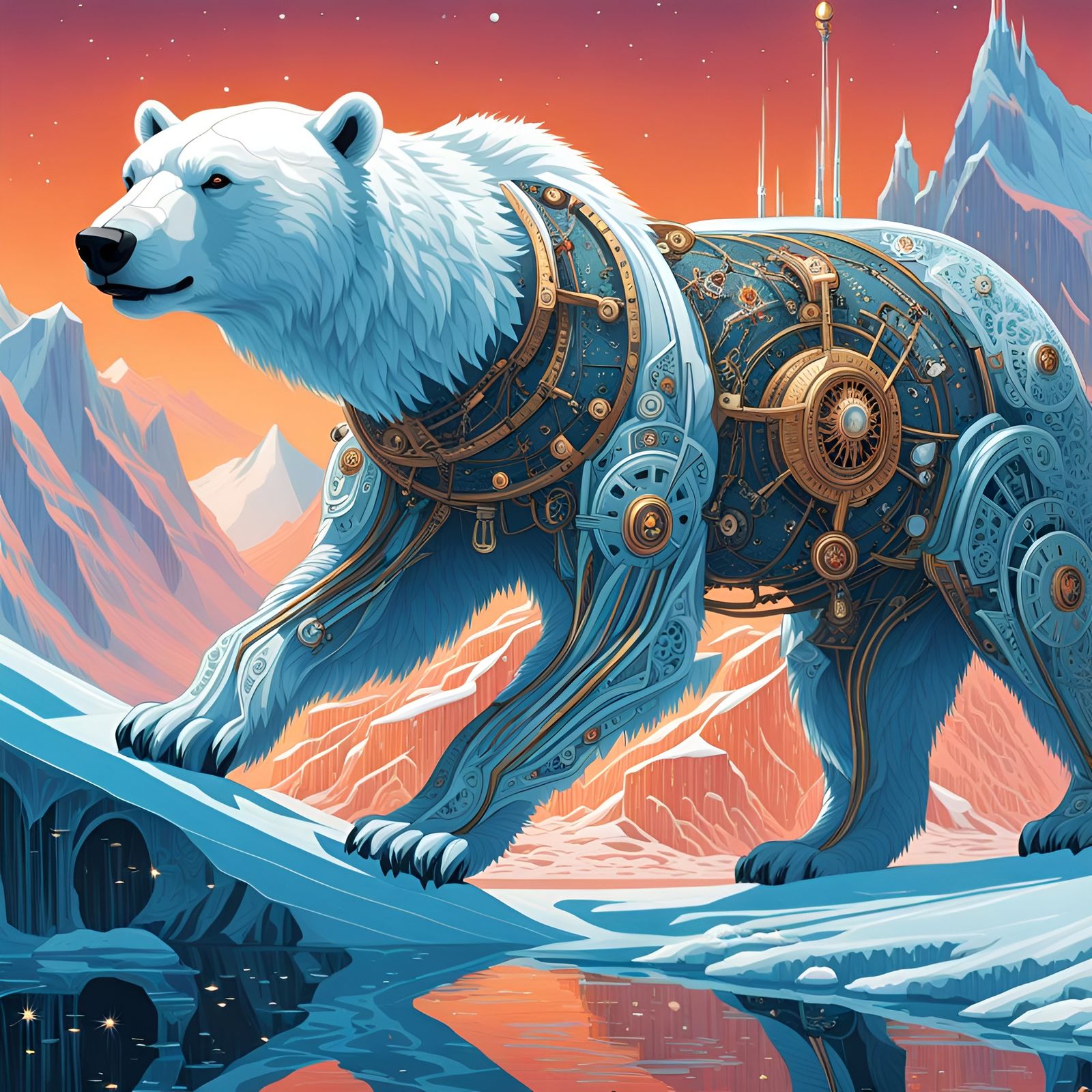 Clockwork Arctic Guardian - AI Generated Artwork - NightCafe Creator
