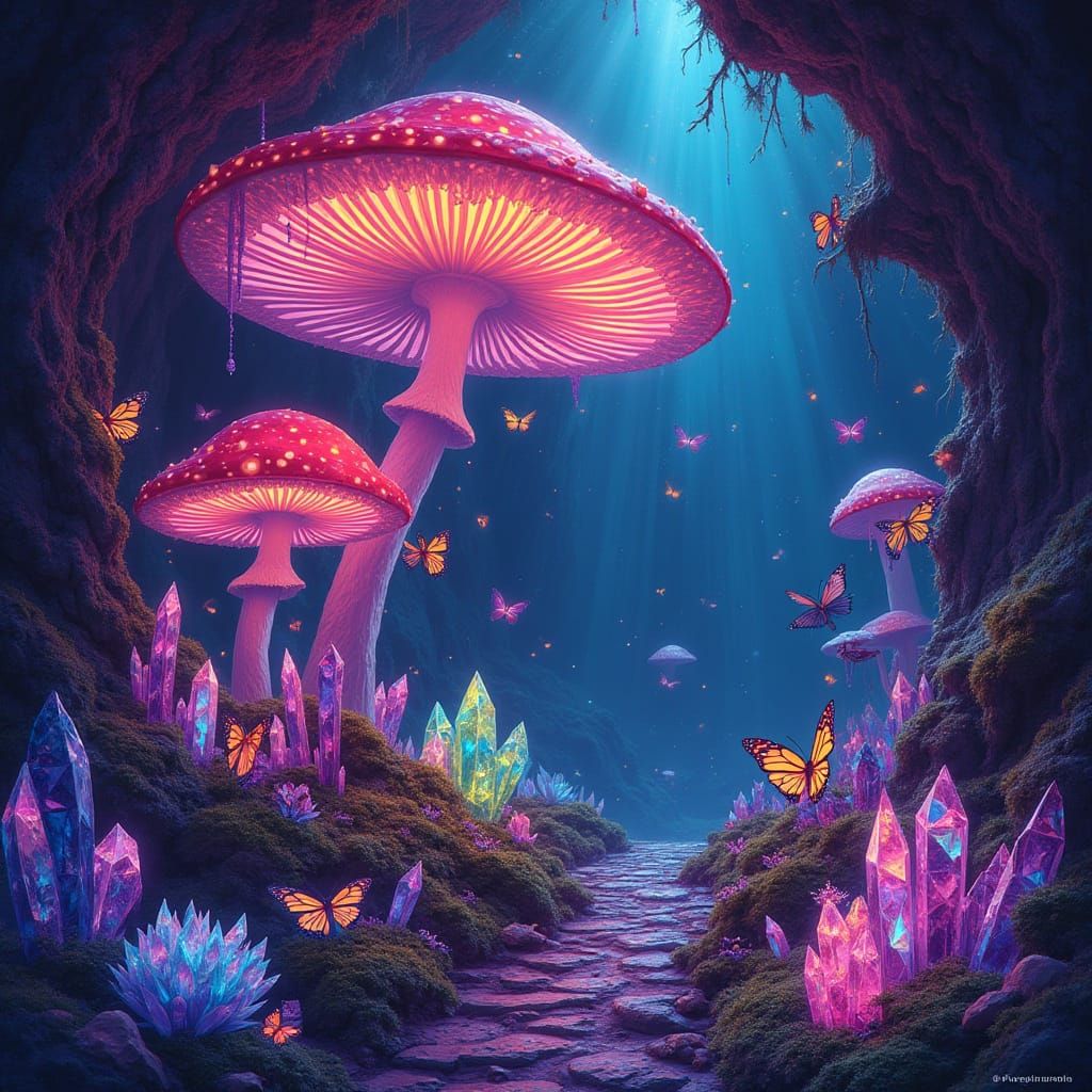 The path to mystery - Dreamlike Psychedelic Cave with Glowin...