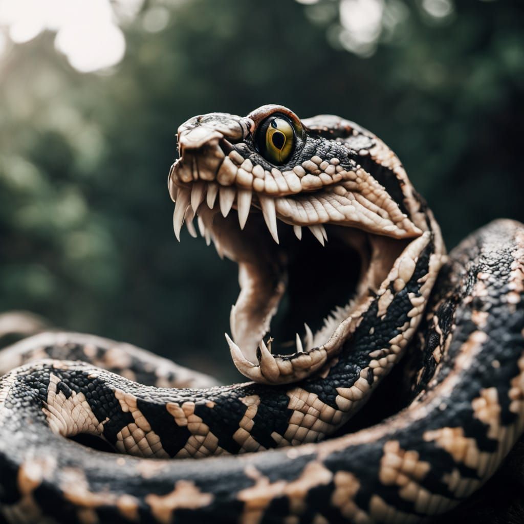 Gaping Snake Maw in Soft Light - AI Art