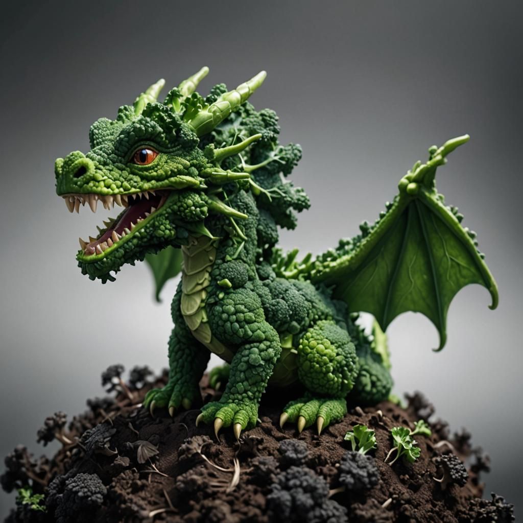 Dragon made of broccoli chibi - AI Generated Artwork - NightCafe Creator