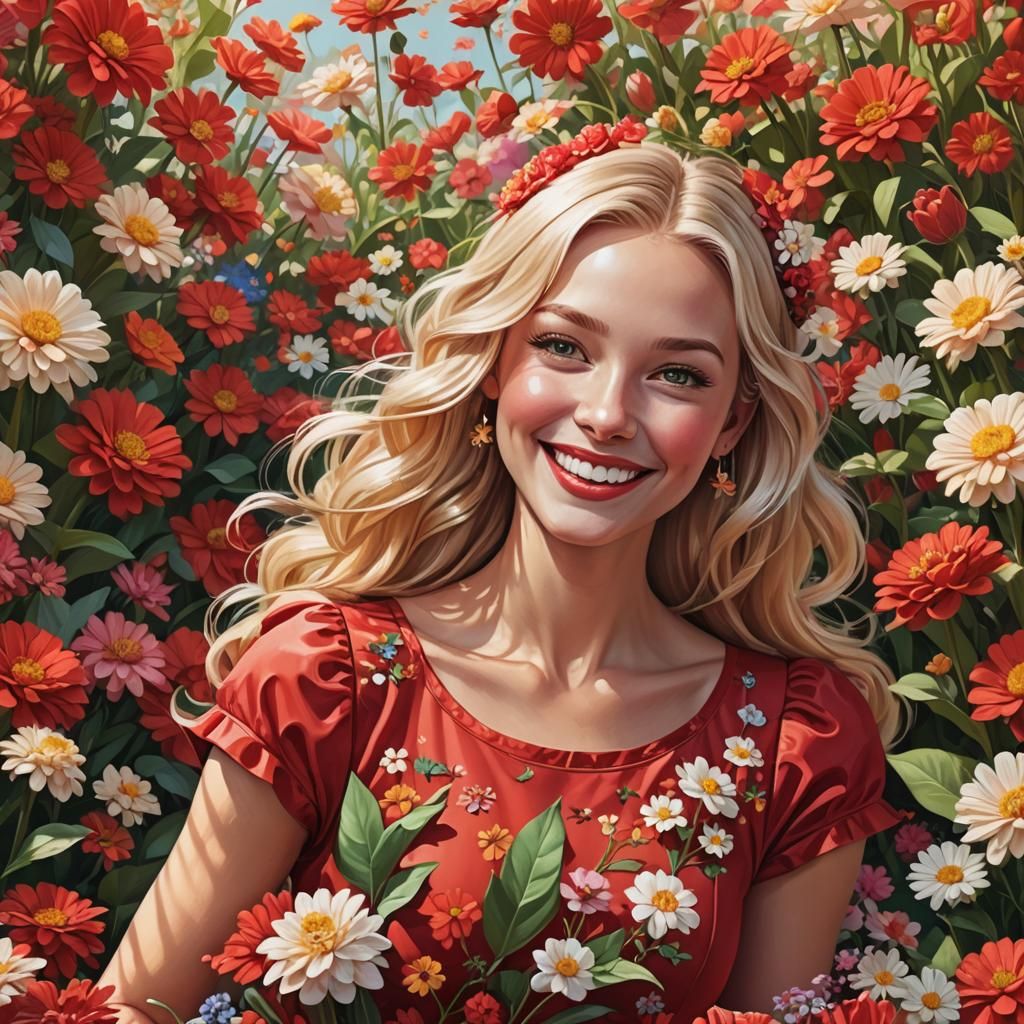 Smile in flowers - AI Generated Artwork - NightCafe Creator