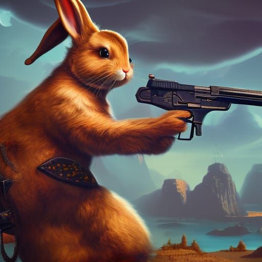 Bunny with a gun - AI Generated Artwork - NightCafe Creator