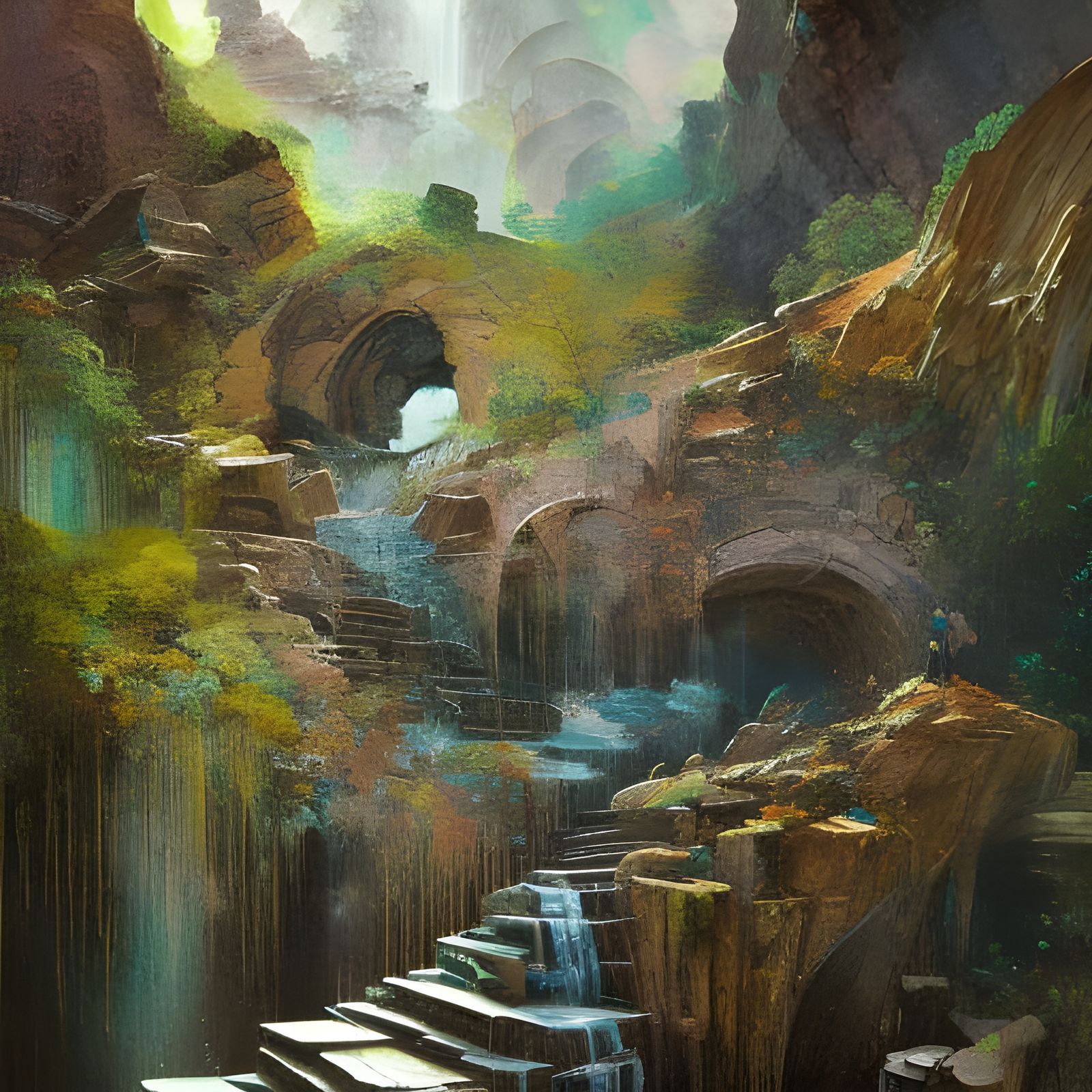 Mountain stairway - AI Generated Artwork - NightCafe Creator