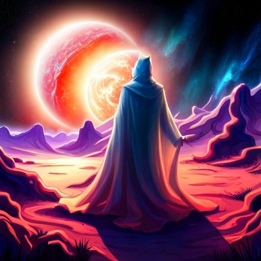 Cloaked cosmic figure - AI Generated Artwork - NightCafe Creator