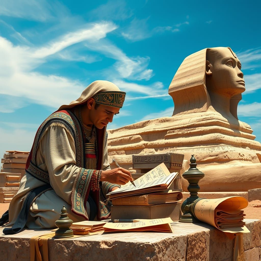 scribe at work - Ancient Egyptian Scribe in Hypermaximalist...