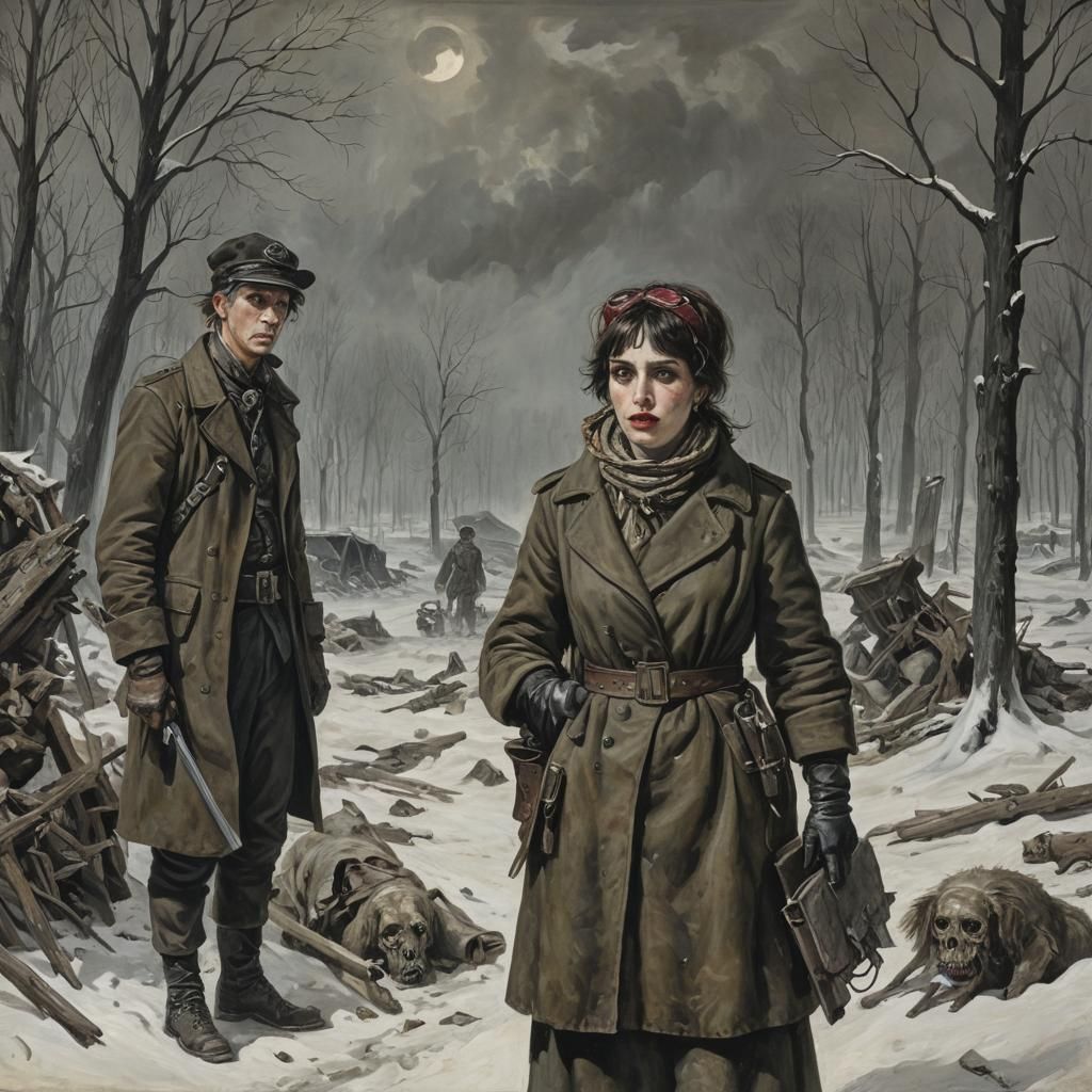 Post-Apocalyptic Winter in a Gritty Realist Style - AI Art