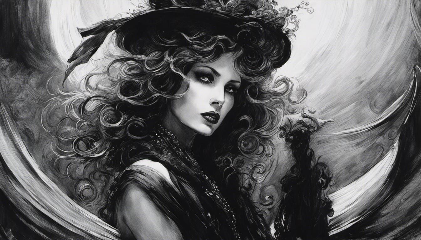 "Temptation" epic eerie supernatural black and white pen and ink ...