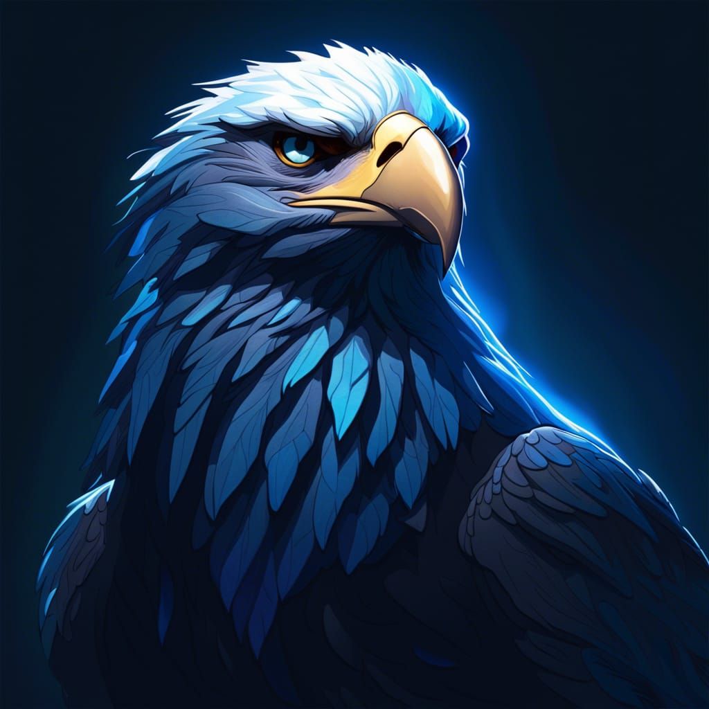 blue luminary Eagle with a dark background - AI Generated Artwork - NightCafe Creator