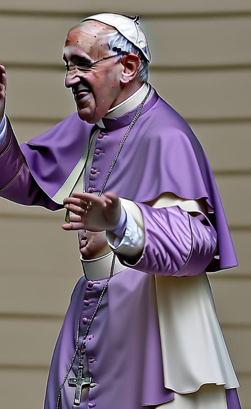 Pope Francis dressed like a drag queen in purple - AI Generated Artwork ...