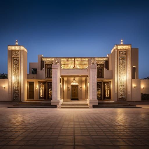 a modern luxurious Rajasthani Fort styled concrete home with a living ...