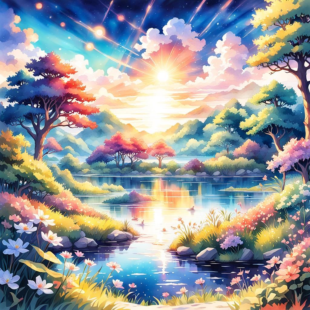 A summerscape sunset - AI Generated Artwork - NightCafe Creator