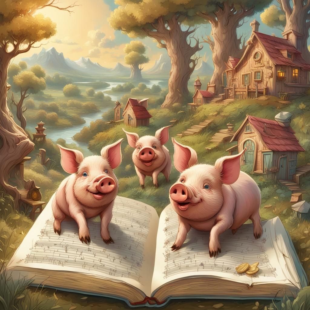 3 little pigs - AI Generated Artwork - NightCafe Creator