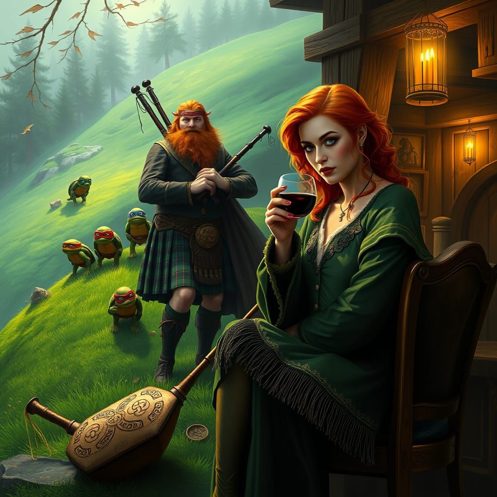 Heroic Irish Warrior in Ninja Turtle Splendor - AI Art